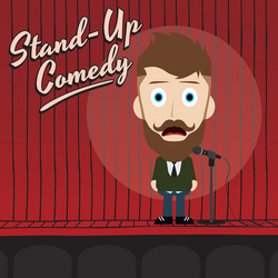 Hilarious guy stand up comedian cartoon Royalty Free Vector