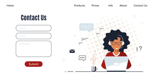 Graphic cartoon character of contact us Royalty Free Vector