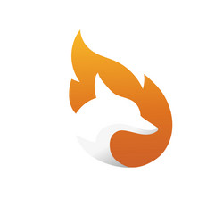 Flame fox logo with circle grid method Royalty Free Vector