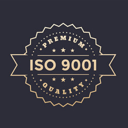 Iso 9001 badge on white Royalty Free Vector Image