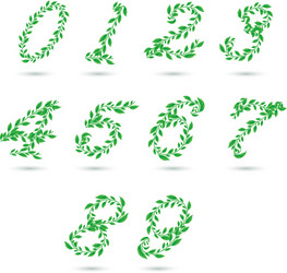 Icon numbers with curved lines and leaves Vector Image