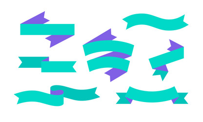 Green hanging curved ribbon banners set eps10 Vector Image