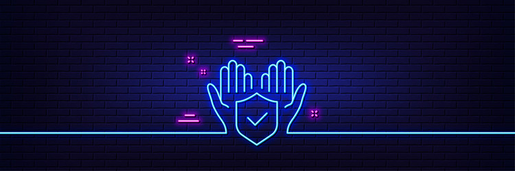 Insurance hand line icon risk coverage sign Vector Image