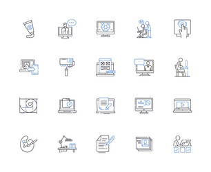 Workshop outline icons collection Royalty Free Vector Image