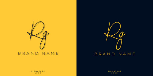 Luxury initial letters rg logo design Royalty Free Vector