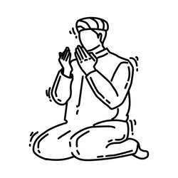 Prostration in prayer icon doodle hand drawn Vector Image