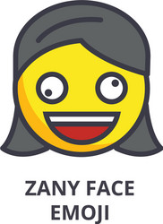 Zany face emoji line icon concept Royalty Free Vector Image