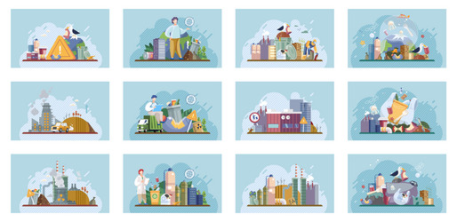 Metaphor waste pollution different types Vector Image