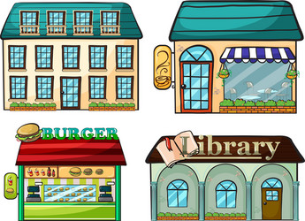 Set of small city stores in cartoon style Vector Image