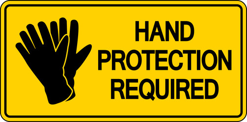Caution hand protection required sign Royalty Free Vector