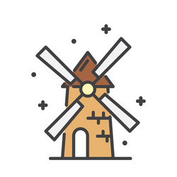 Mill outline icon white background for graphic Vector Image