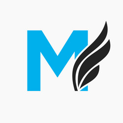 Letter m transportation logo with wing shield Vector Image