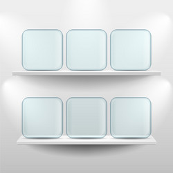 Shelf with glass app icons on white background Vector Image