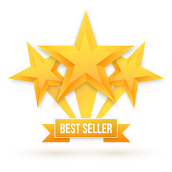 Set of gold stars icon best rating gold Royalty Free Vector