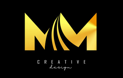 Creative blue letters mm m logo with leading Vector Image
