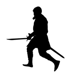 Knight in armor with helmet shield silhouette Vector Image