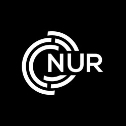 Nur abstract monogram shield logo design on black Vector Image