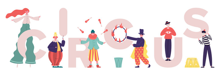 Mimes and clowns circus street artists Royalty Free Vector