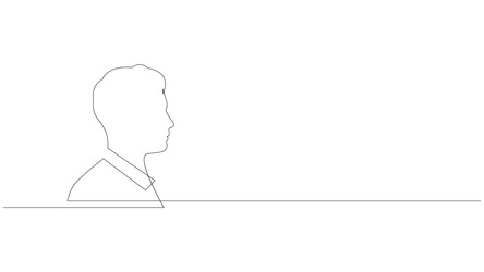 Continuous single line drawing of man profile view