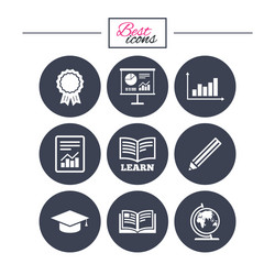 Education and study icon presentation signs Vector Image
