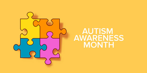 Autism awareness month horizontal banner Vector Image