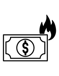 Money in flame flat icon isolated on white Vector Image
