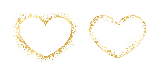 Abstract heart shaped gold ink splatter frame Vector Image