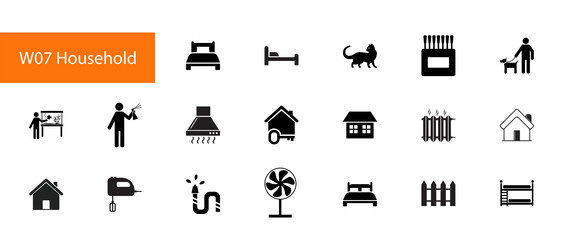 Household icon set Royalty Free Vector Image - VectorStock