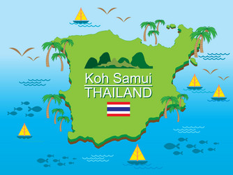 Thailand cartoon map with destinations elements Vector Image