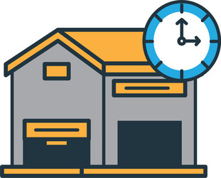 Warehouse building with chronometer timer Vector Image