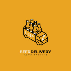 Beer delivery logo with truck icon drink design Vector Image