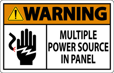 Danger sign multiple power source in panel Vector Image