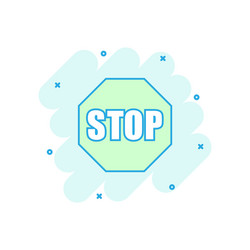 Cartoon red stop sign icon in comic style danger Vector Image