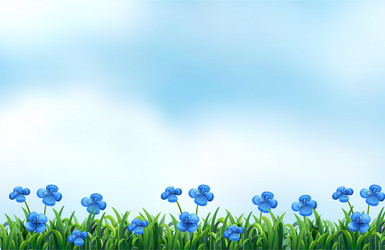 Spring is coming green field flowers sky Vector Image