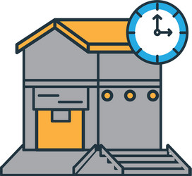 Warehouse building with chronometer timer Vector Image