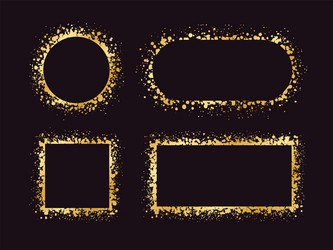 Abstract gold ink splatter frame set golden foil Vector Image