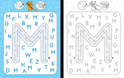 Maze letter m Royalty Free Vector Image - VectorStock