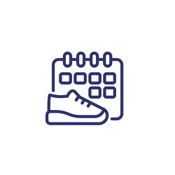 Training schedule icon with calendar and dumbbell Vector Image