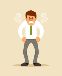 Angry furious man feeling irritated cartoon Vector Image