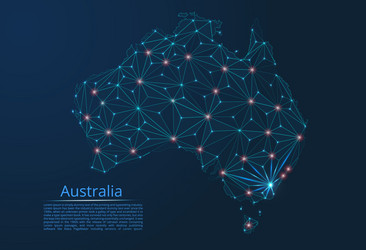 Australia communication network map low poly Vector Image