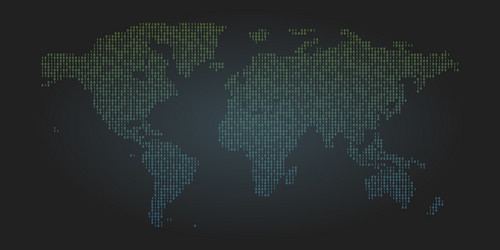 World map consisting of binary computer code Vector Image