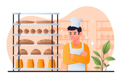 Bakery shop facade with seller Royalty Free Vector Image