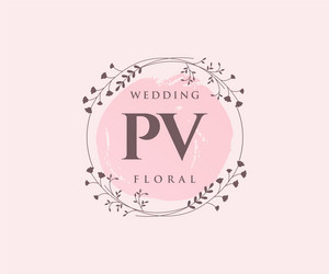 Pv initials letter wedding monogram logos Vector Image