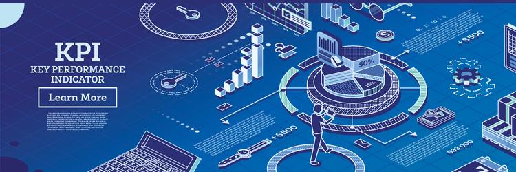 Kpi key performance indicators banner Royalty Free Vector