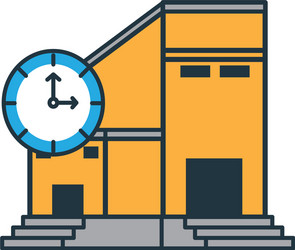 Warehouse building with chronometer timer Vector Image
