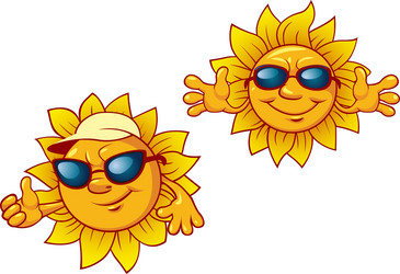 Cartoon sun in a pink cap Royalty Free Vector Image