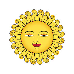 Sun face charm calm clip art Royalty Free Vector Image