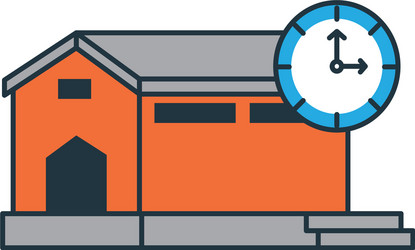 Warehouse building with chronometer timer Vector Image