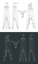 Camera tripod isometric drawings Royalty Free Vector Image