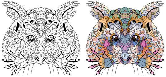 Entangle stylized rat head on a circular Vector Image